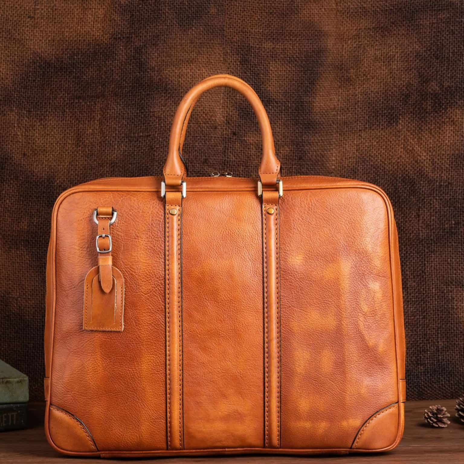 Cặp da thật cao cấp form rộng Gento G232 được làm thủ công từ da thật